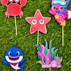 Baby Shark Cake Topper, Baby Shark Birthday, Cupcake Topper, Ping Fong ...