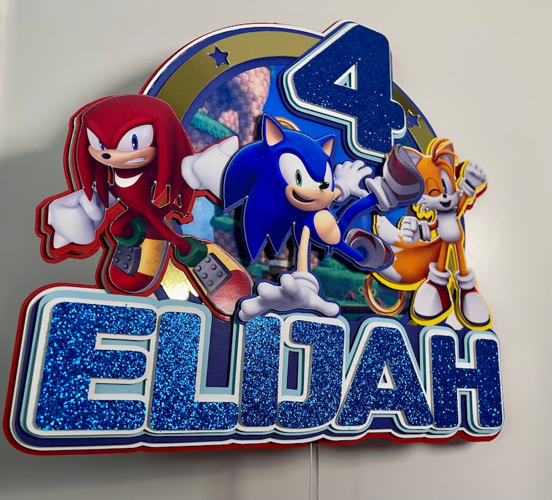 Sonic the Hedgehog Cake Topper, Sonic Theme Party, Birthday Cake Topper ...