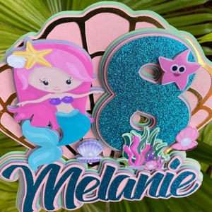 Mermaid Cake Topper, Mermaid Cupcake Topper, Mermaid 3D Cake Topper ...