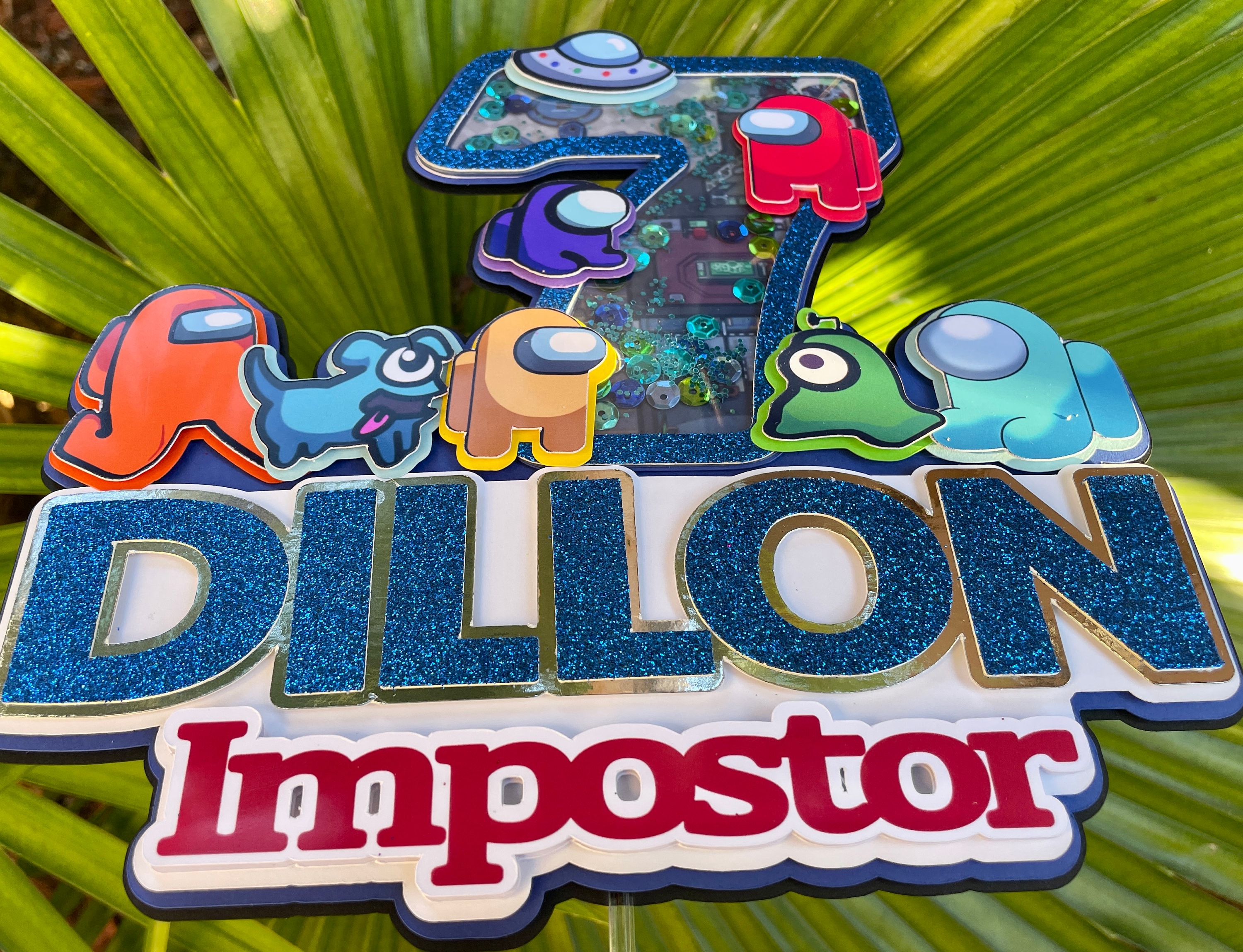 Among Us Cake Topper, Among Us Video-game Birthday, Birthday Party ...