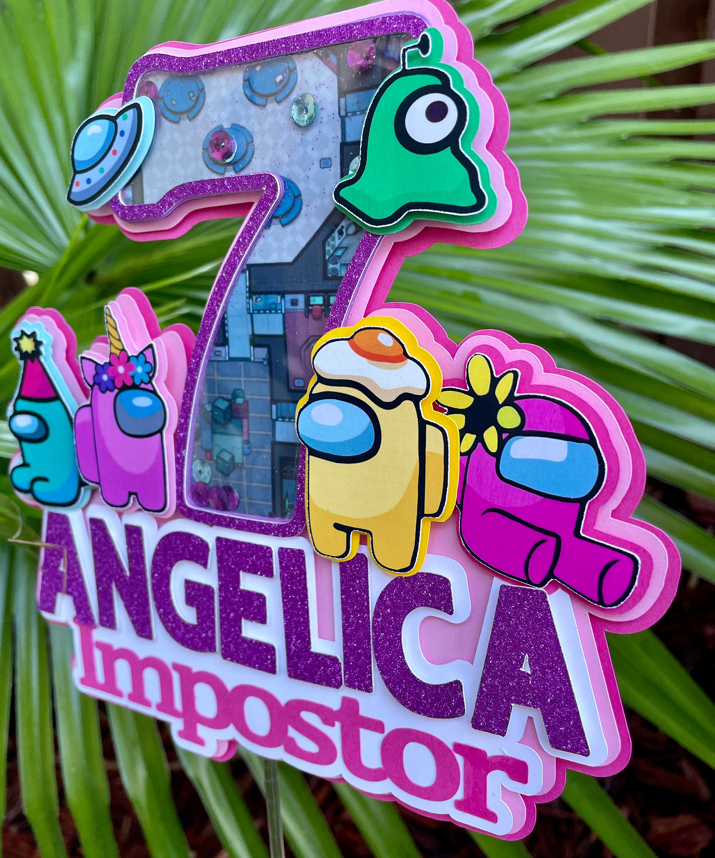 Among Us Cake Topper, Among Us Video-game Birthday, Birthday Party ...