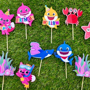 Baby Shark Cake Topper, Baby Shark Birthday, Cupcake Topper, Ping Fong ...