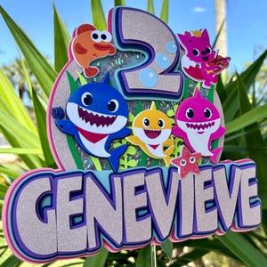 Baby Shark Cake Topper, Baby Shark Birthday, Cupcake Topper, Ping Fong ...