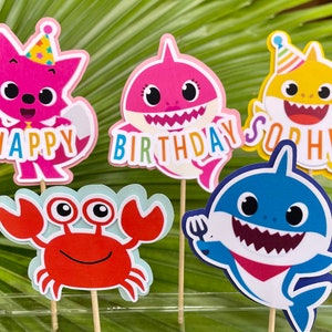 Baby Shark Cake Topper, Baby Shark Birthday, Cupcake Topper, Ping Fong ...