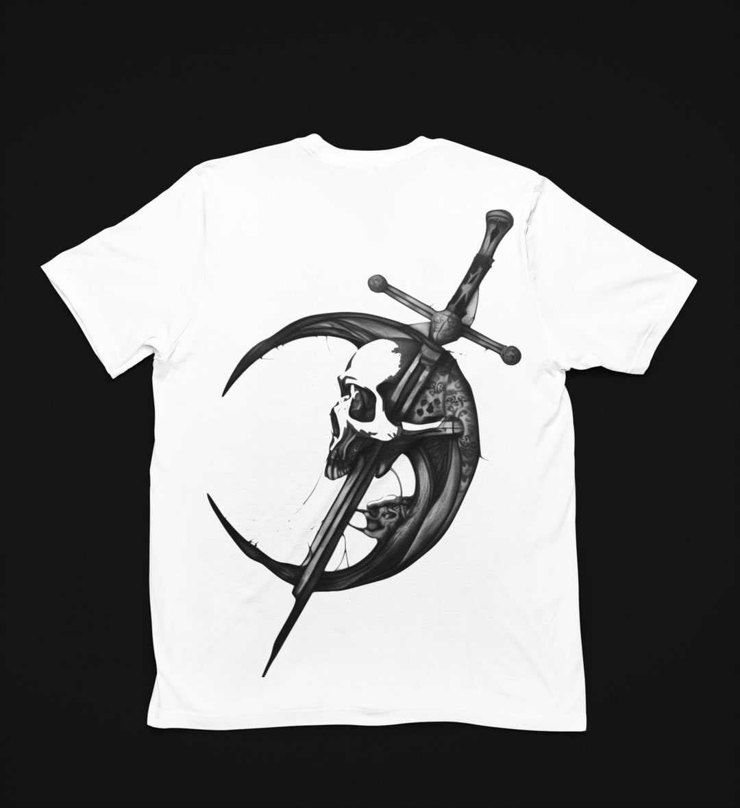 Skull With Sword Graphic T-shirt Streetwear Tee, Urban Fashion, Cool ...