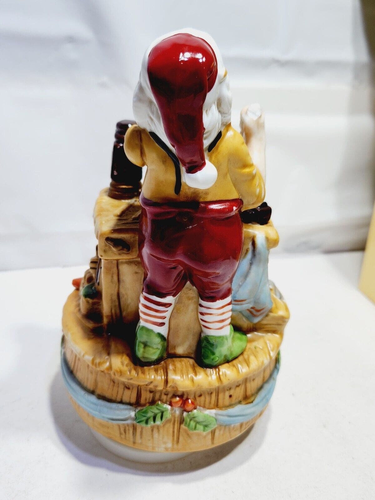 Vintage Rotating Santa Music Box Figure Jingle Bells SANTA'S WORKSHOP W ...
