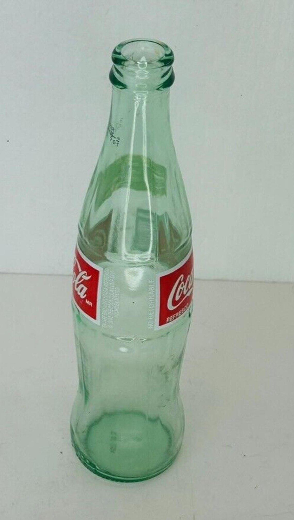 Coke Coca-cola Green Glass Soda Bottle 16 Oz Red White Label Mexico - Etsy
