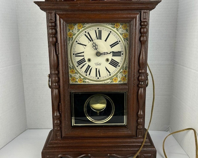 Vintage Spartus Electric Pendulum 20" Mantel Shelf Desk Clock Molded ...