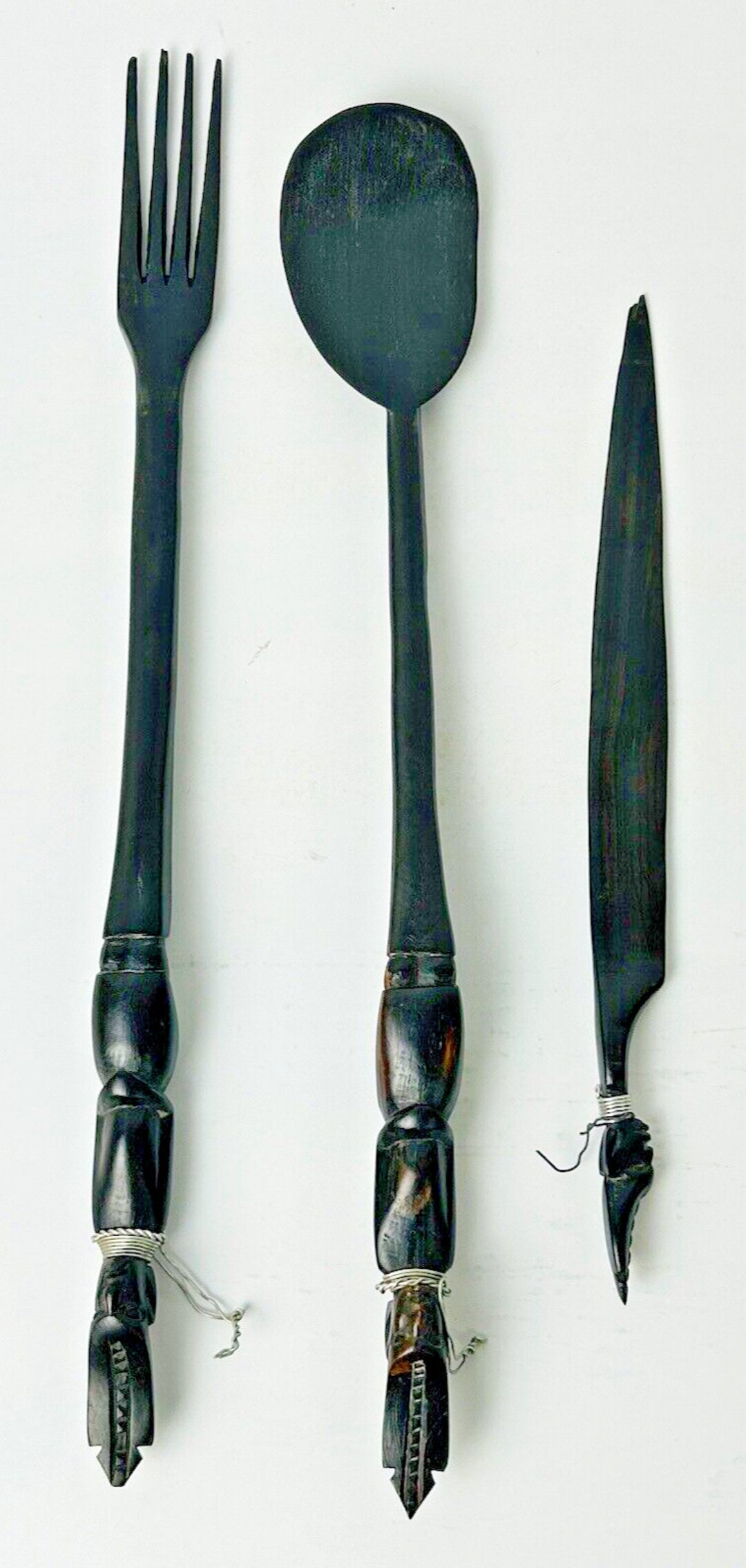 Vintage Set of 3 African Wooden Utensil Kitchen Wall Art Made in East ...