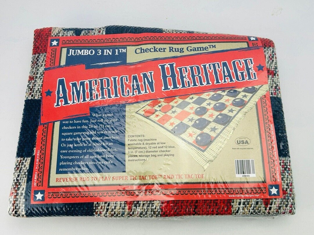 Jumbo Checker Rug American Heritage 3 N 1 Game 28 Reversible Tictactoe ...