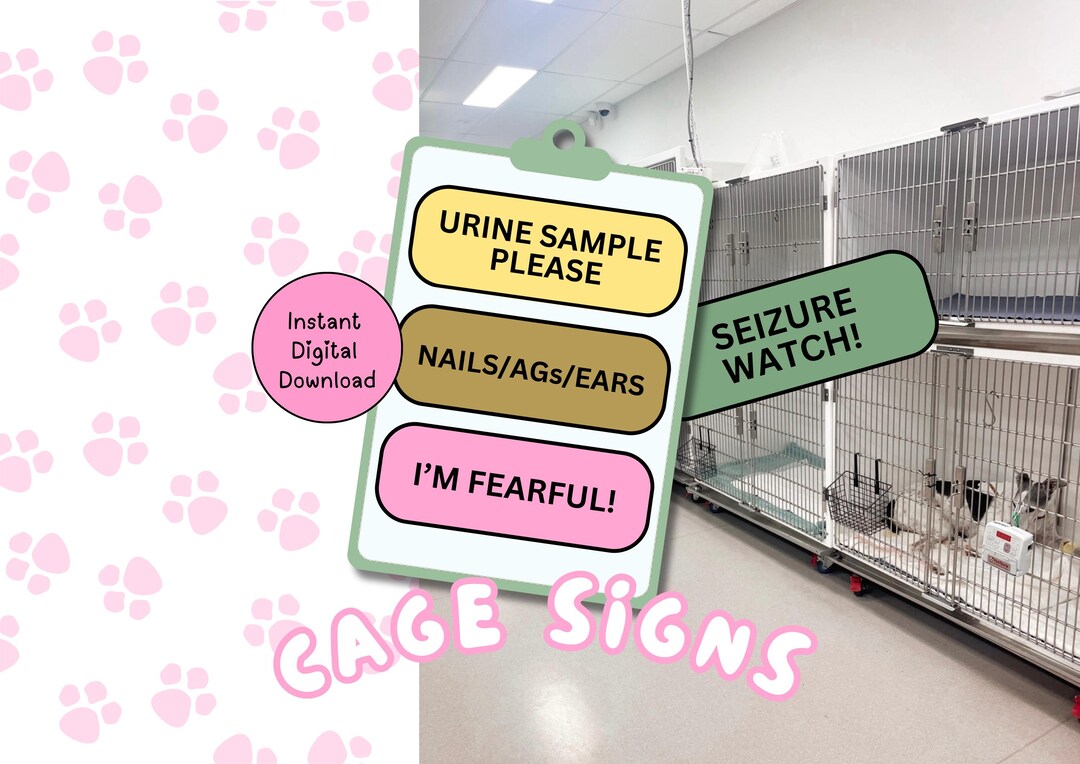 Veterinary Cage Signs (digital Download) - Etsy UK