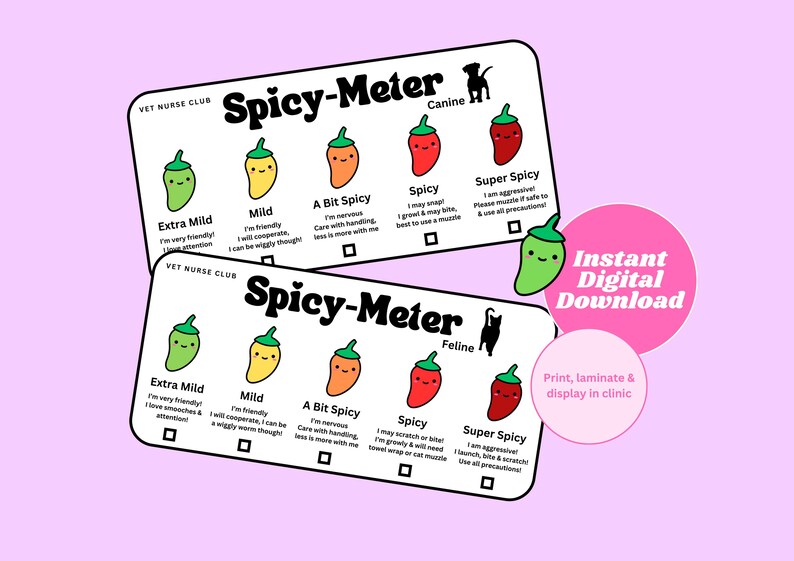 Escala de temperamento Spicy-Meter BLANCA (Descarga digital) - Etsy México