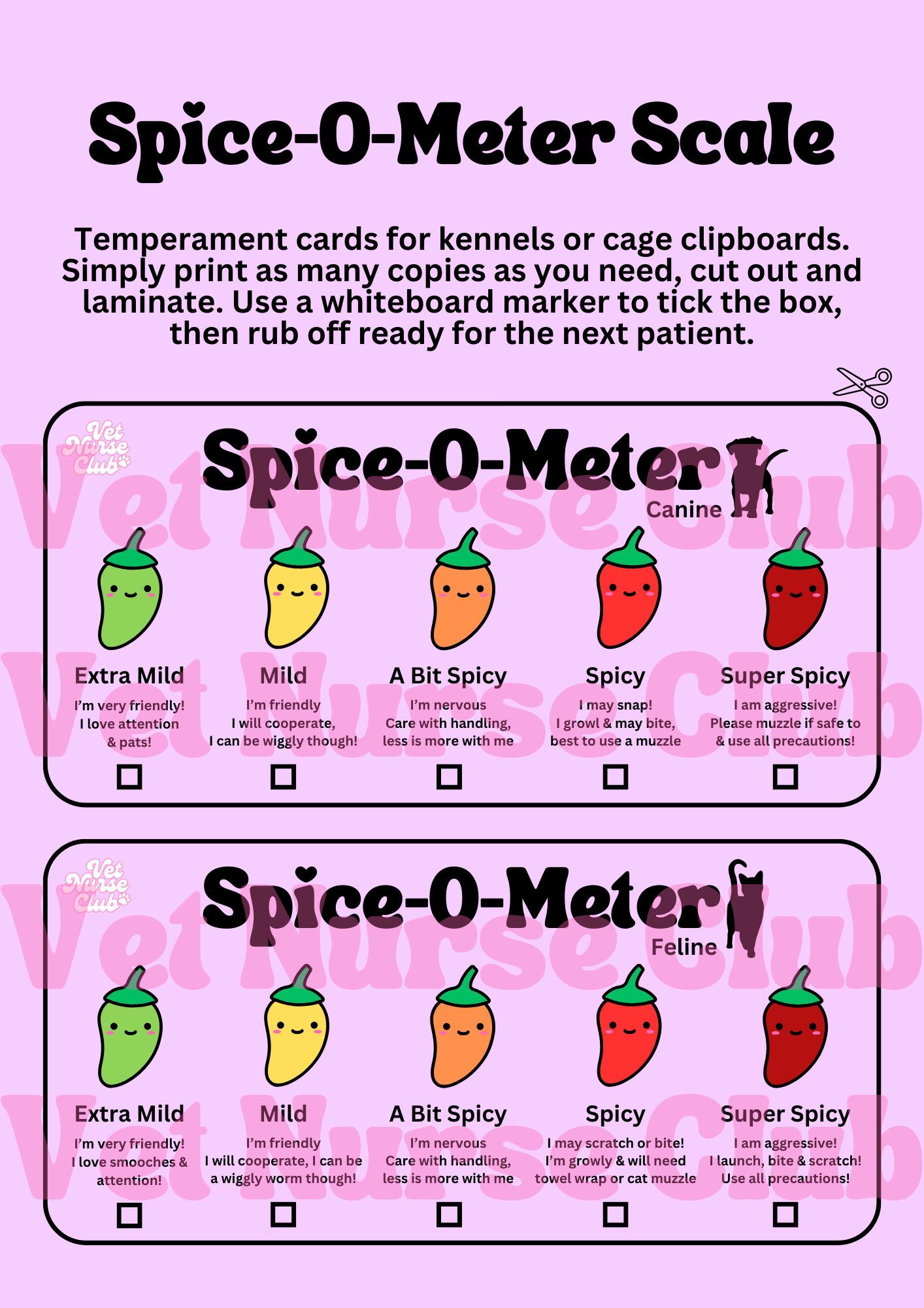 Spice-o-meter Temperament Scale Cards digital Download 1 Page - Etsy