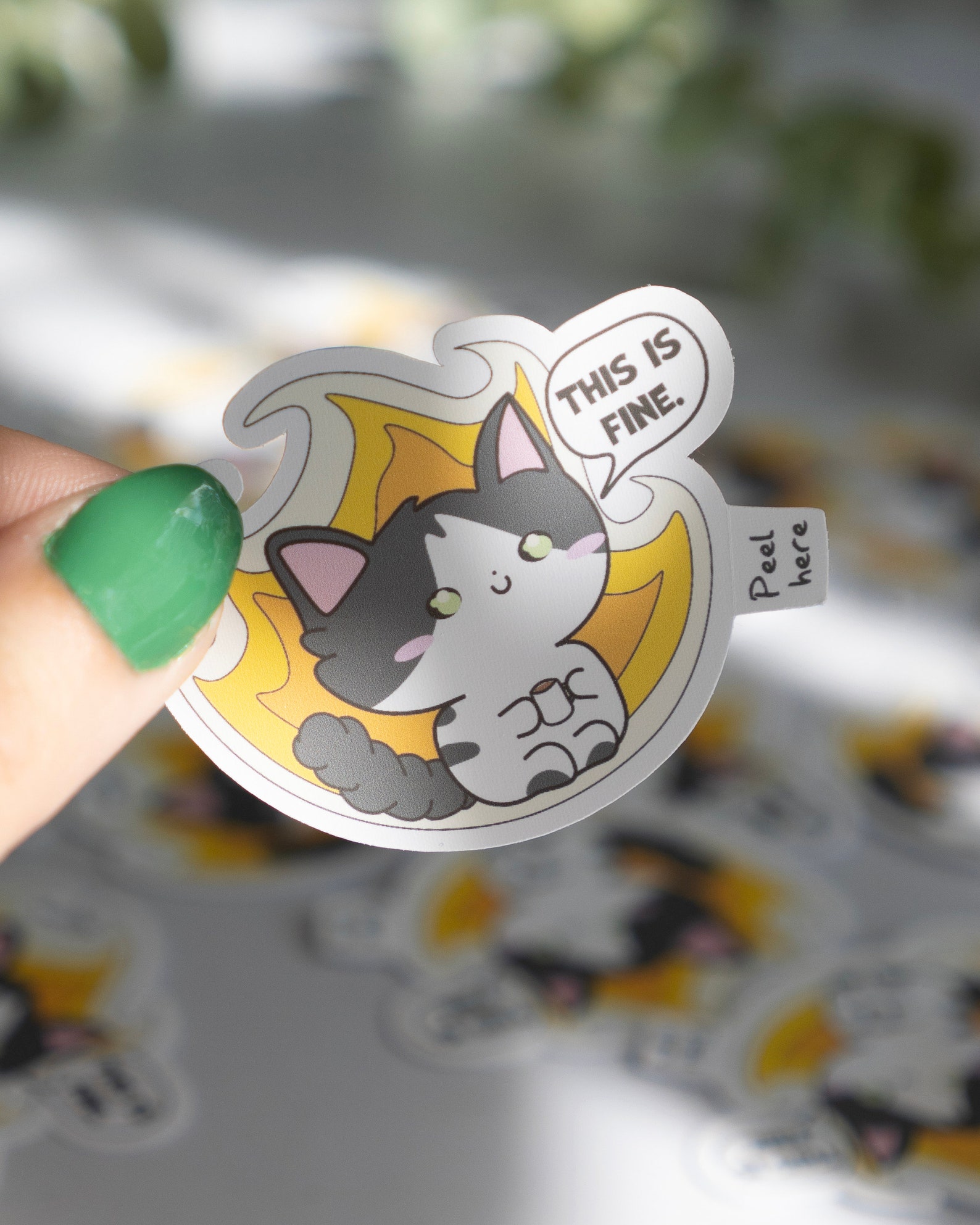 This is Fine Cat Sticker, Funny and Sarcastic Die Cut Meme Sticker for ...