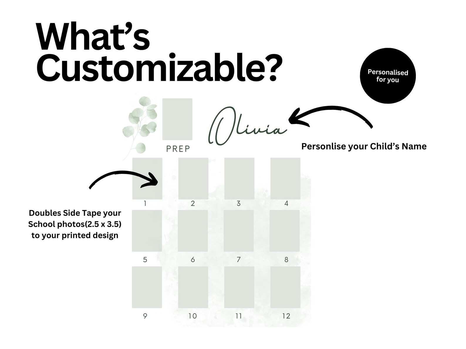 School Years Frame PDF Digital, Prep, Personalised Design, Printable ...