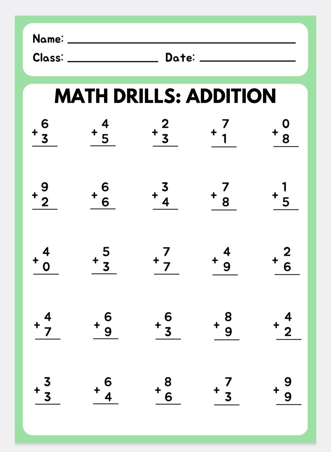 Addition Maths Activity Worksheet - Etsy