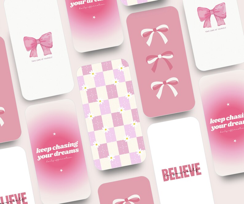 Pink-themed Wall Decor Set of 5, Pretty Coquette Girl Wall Art, Pastel ...