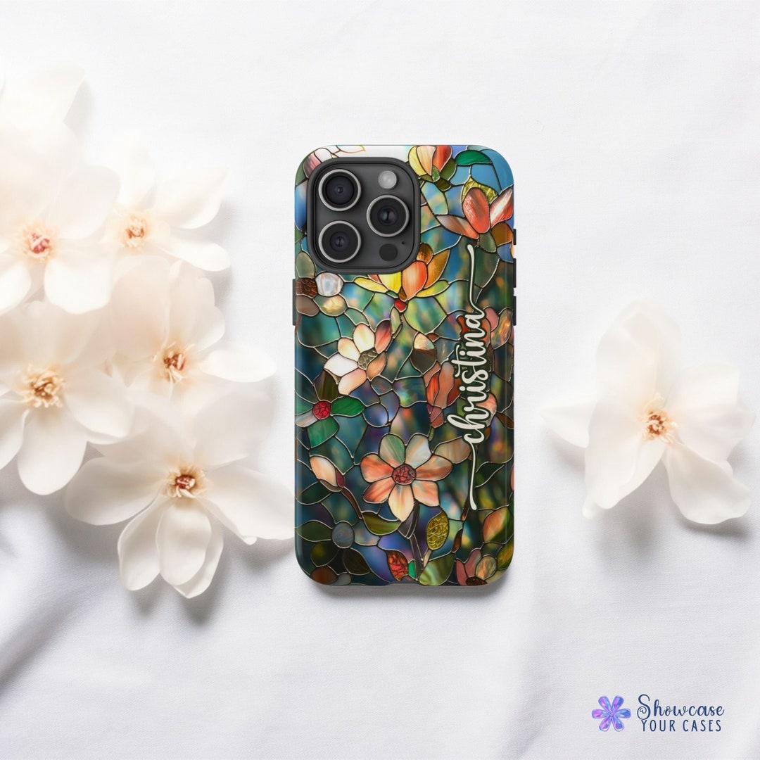 Personalized Stained Glass Floral Phone Cover for iPhone 14 Pro, Flower ...