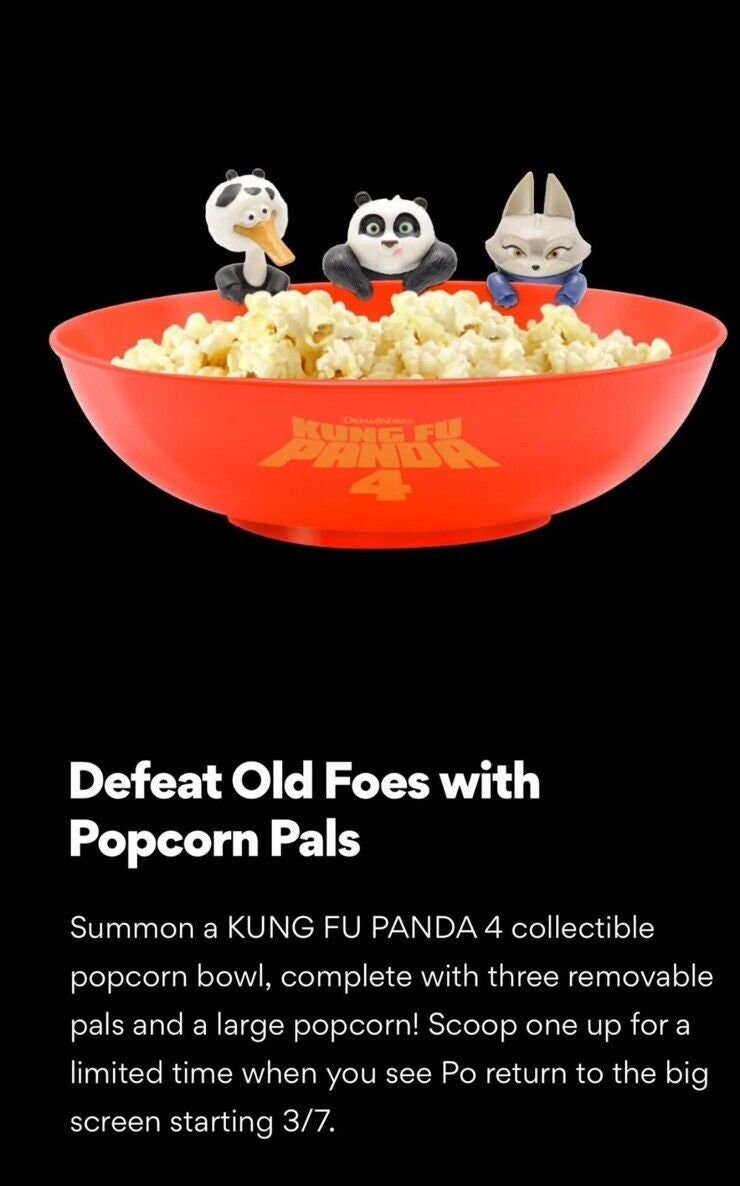 Kung Fu Panda 4 Popcorn Bucket Po Bowl Dreamworks Removable Characters ...