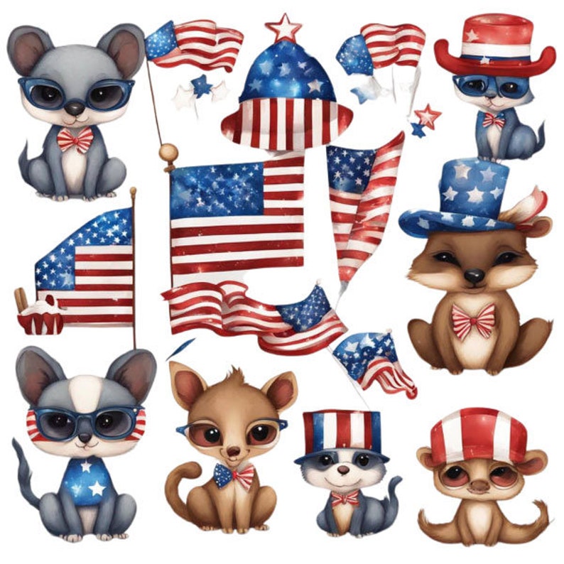 Patriotic Animals Sublimation Clipart | Patriotic Clipart | Sublimation ...
