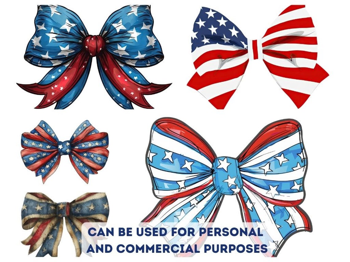 5 Patriotic Coquette Bow Pngs for the 4th of July. Fourth of July ...