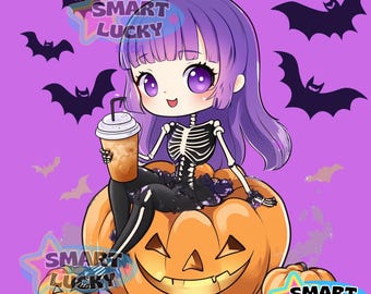 Chibi Halloween Skeleton Png, Skeleton Designs, Halloween for Kids Cute ...