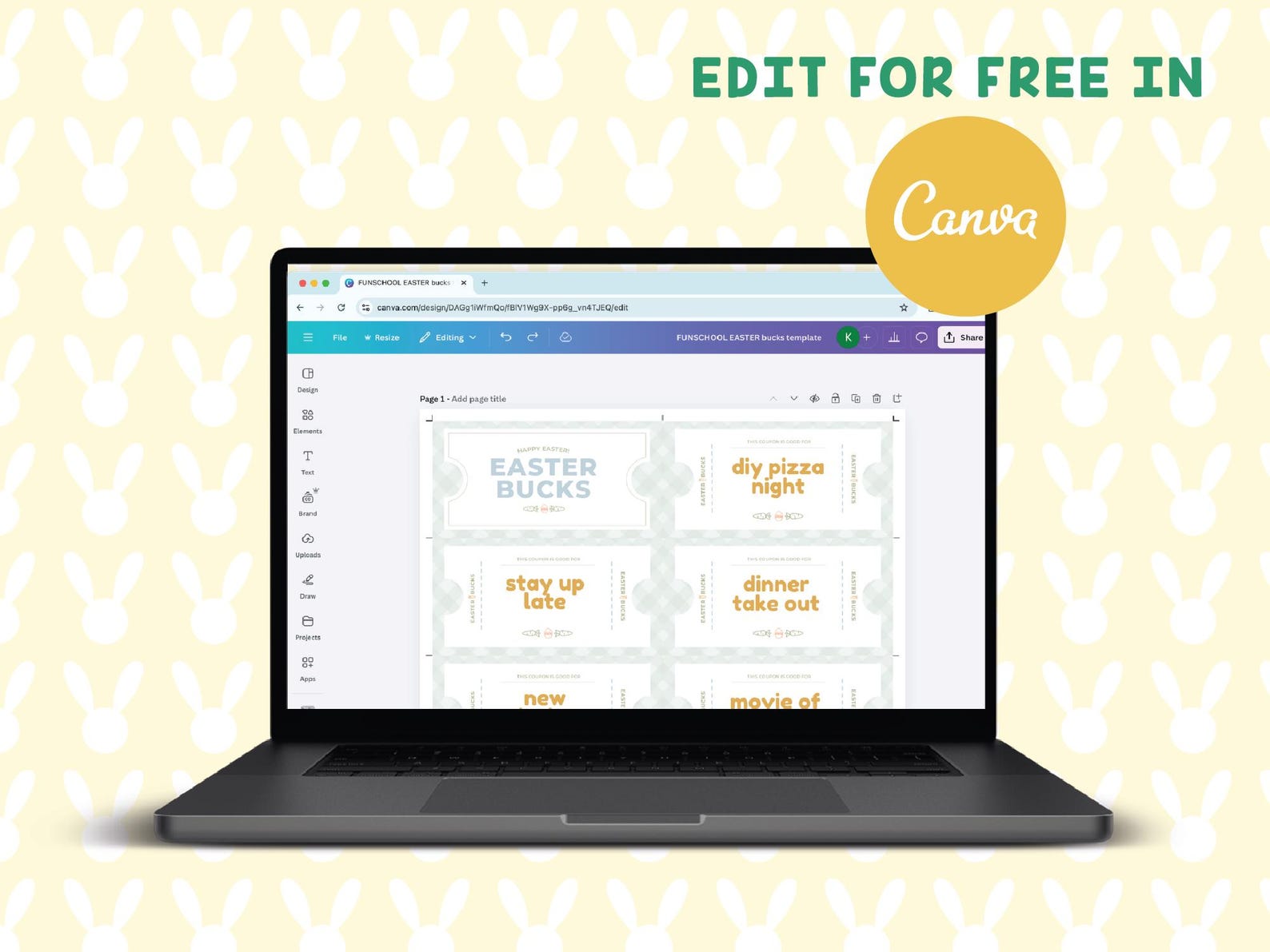 Editable EASTER BUCKS Coupon Template, Easter Basket Vouchers, Editable ...