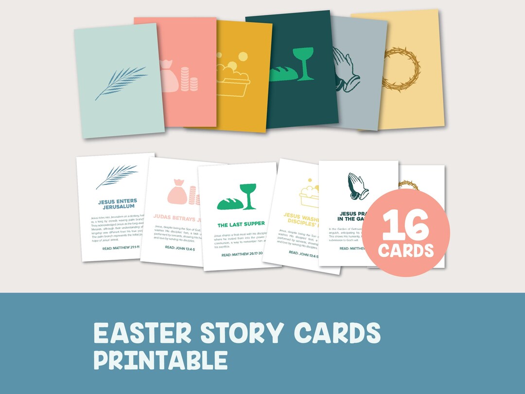 Easter Story Cards | Holy Week Story for Kids | Bible Verses Printable ...