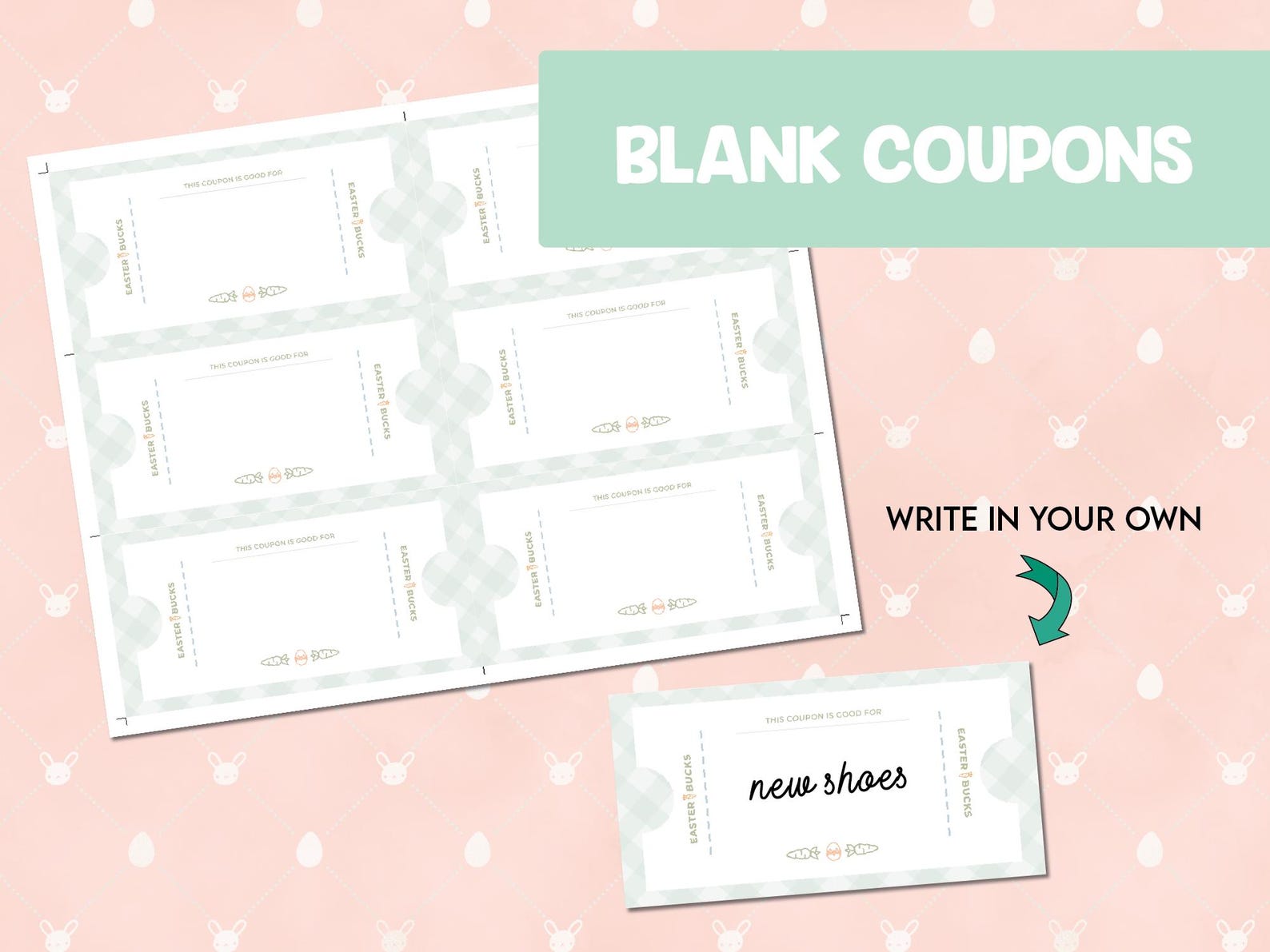 Editable EASTER BUCKS Coupon Template, Easter Basket Vouchers, Editable ...