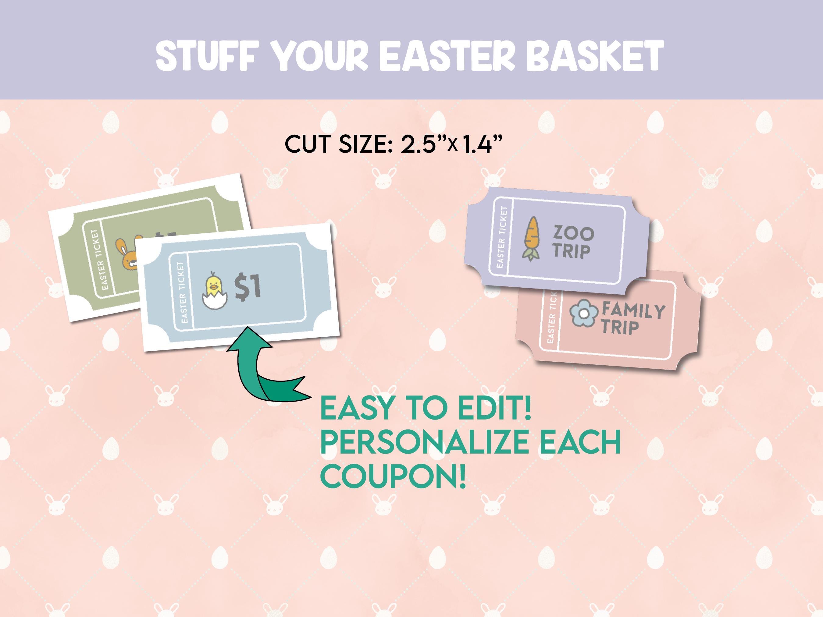 EASTER Egg Tickets Token Template, Easter Basket Fillers, Editable ...