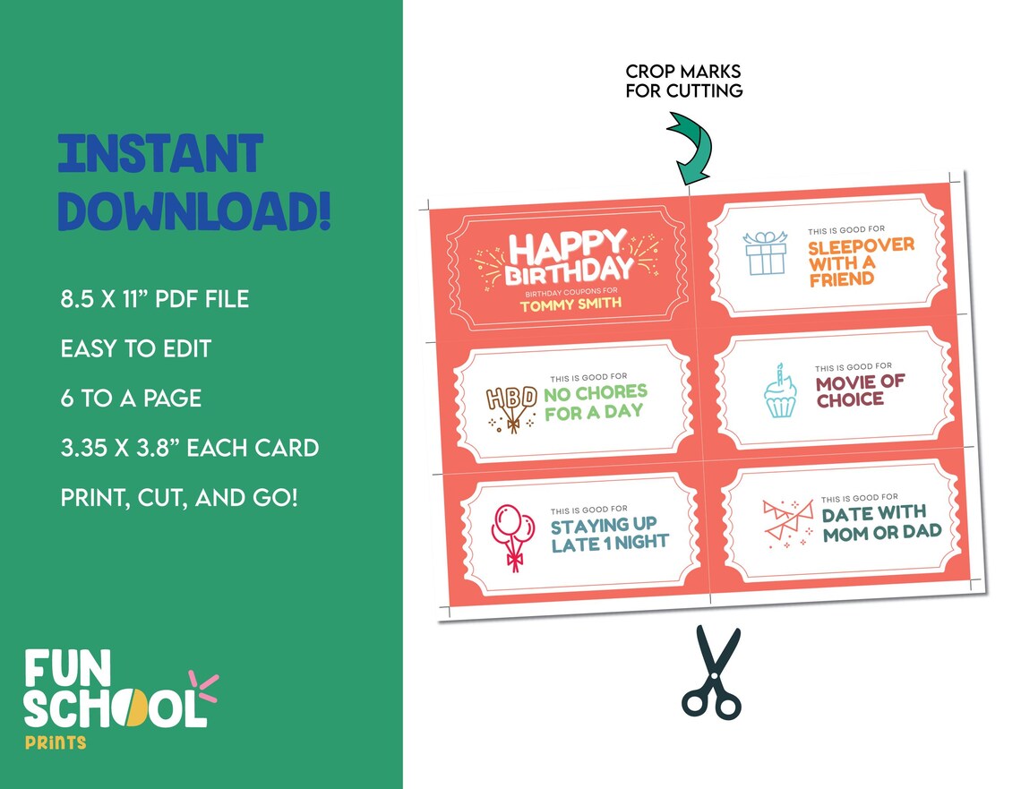 Birthday Coupon Template, Birthday Voucher, Editable Birthday Coupons ...