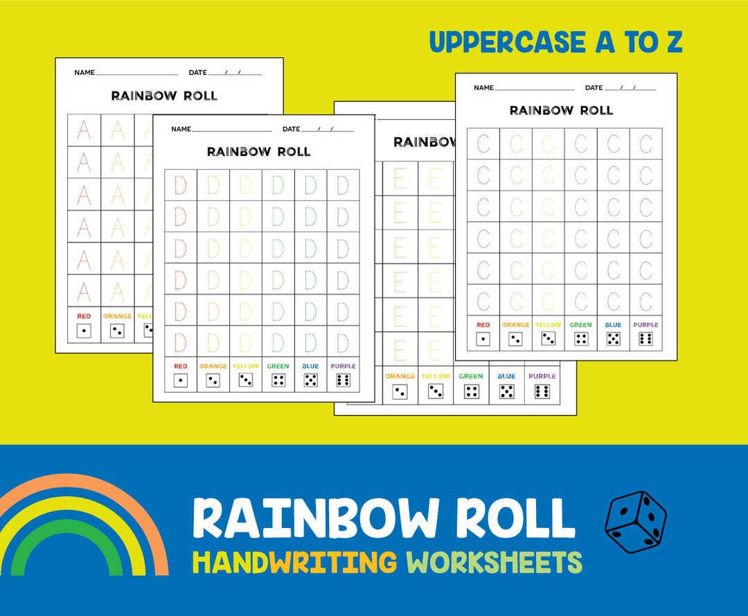 UPPERCASE Roll and Write the Alphabet Handwriting Sheet PRACTICE SHEETS ...