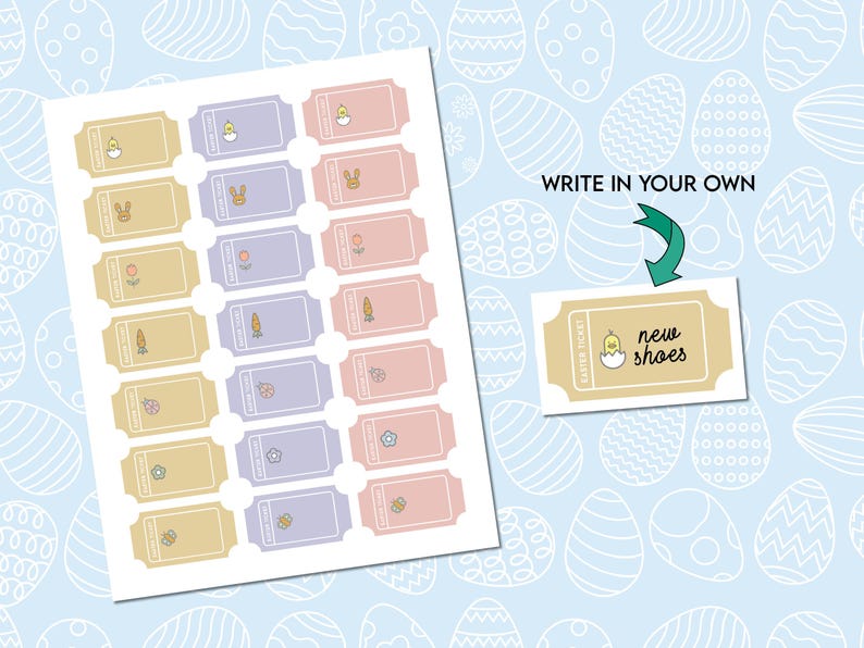 EASTER Egg Tickets Token Template, Easter Basket Fillers, Editable ...
