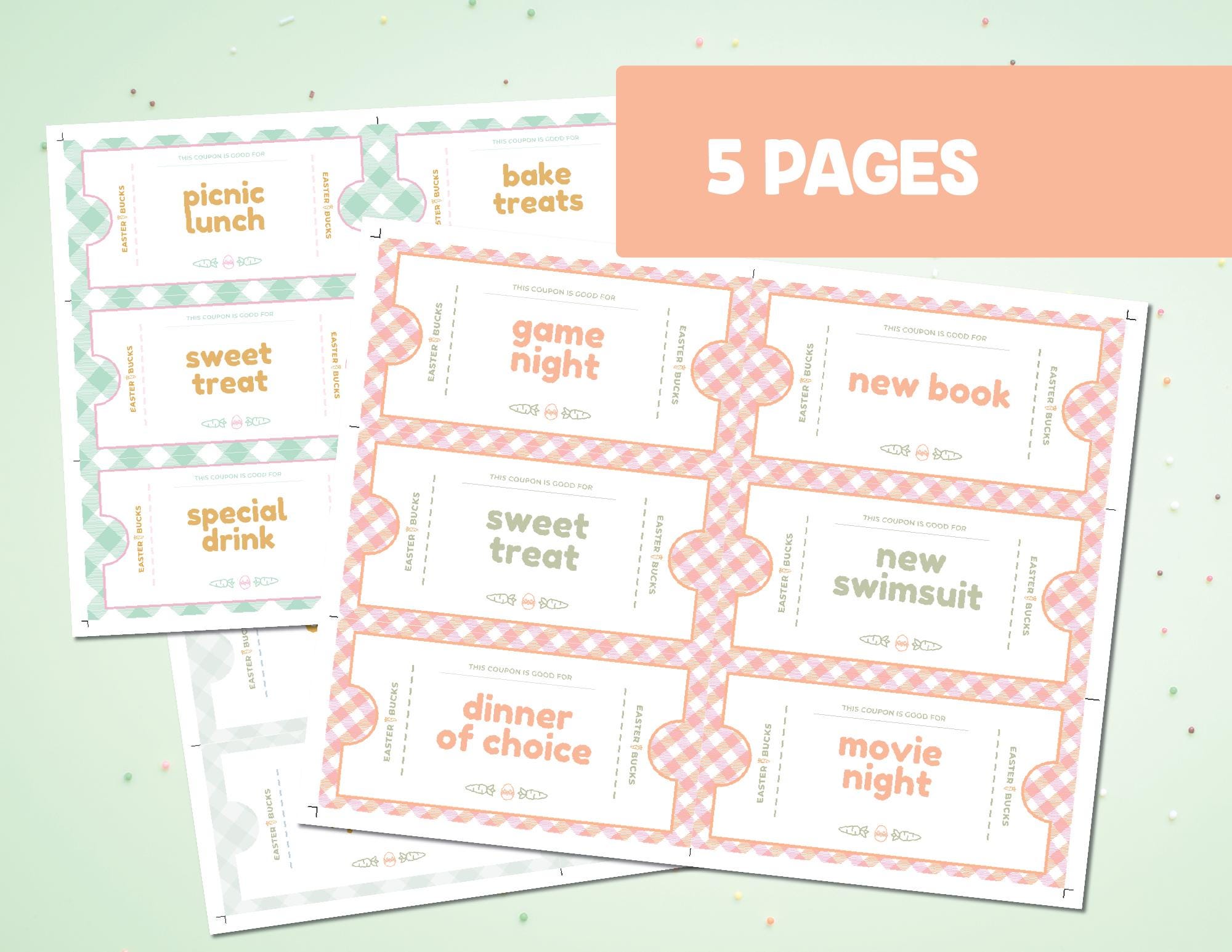 Editable EASTER BUCKS Coupon Template, Easter Basket Vouchers, Editable ...