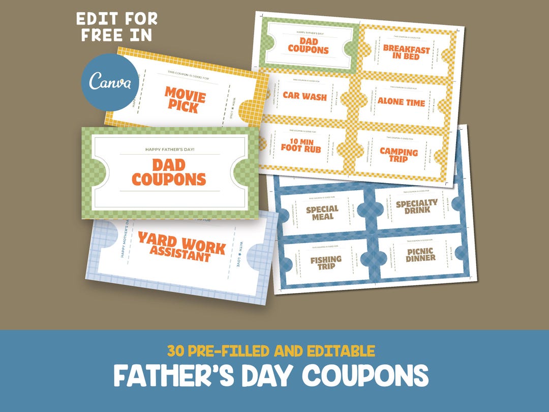 Editable Father's Day Coupon Printable Template, Father's Day Editable ...