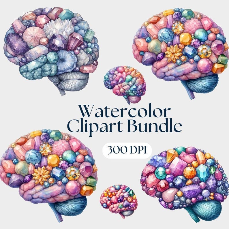 Brain PNG Clipart Bundle, ADHD Awareness Designs, Colorful Mental ...