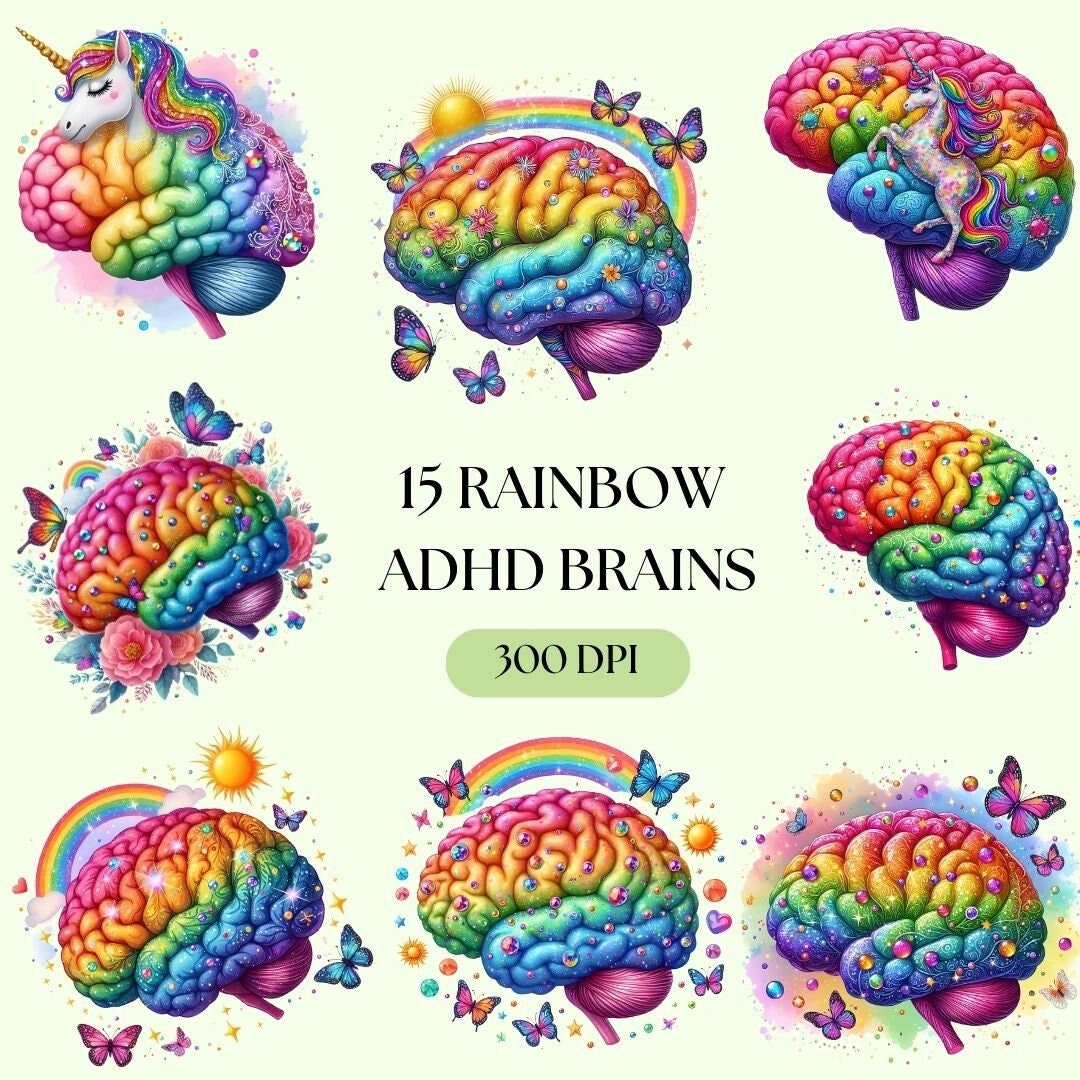 ADHD Brain Unicorn PNG, ADHD Awareness, Mental Health Clipart, Human ...