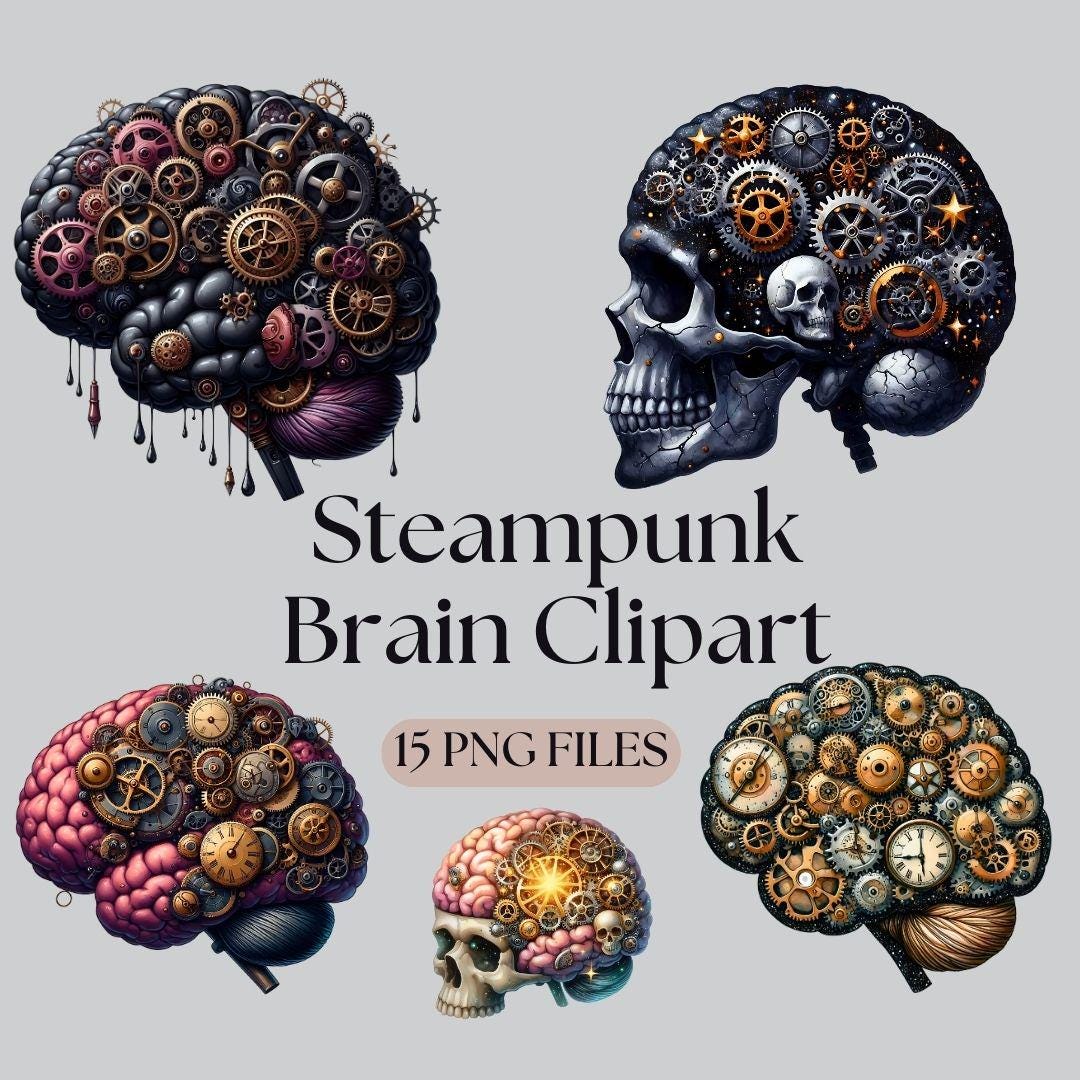 Imágenes prediseñadas de arte cerebral Steampunk, mentes humanas ...