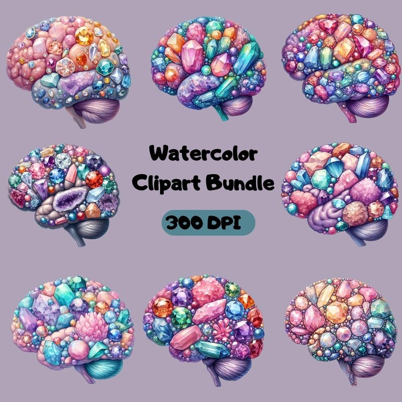 Brain PNG Clipart Bundle, ADHD Awareness Designs, Colorful Mental ...