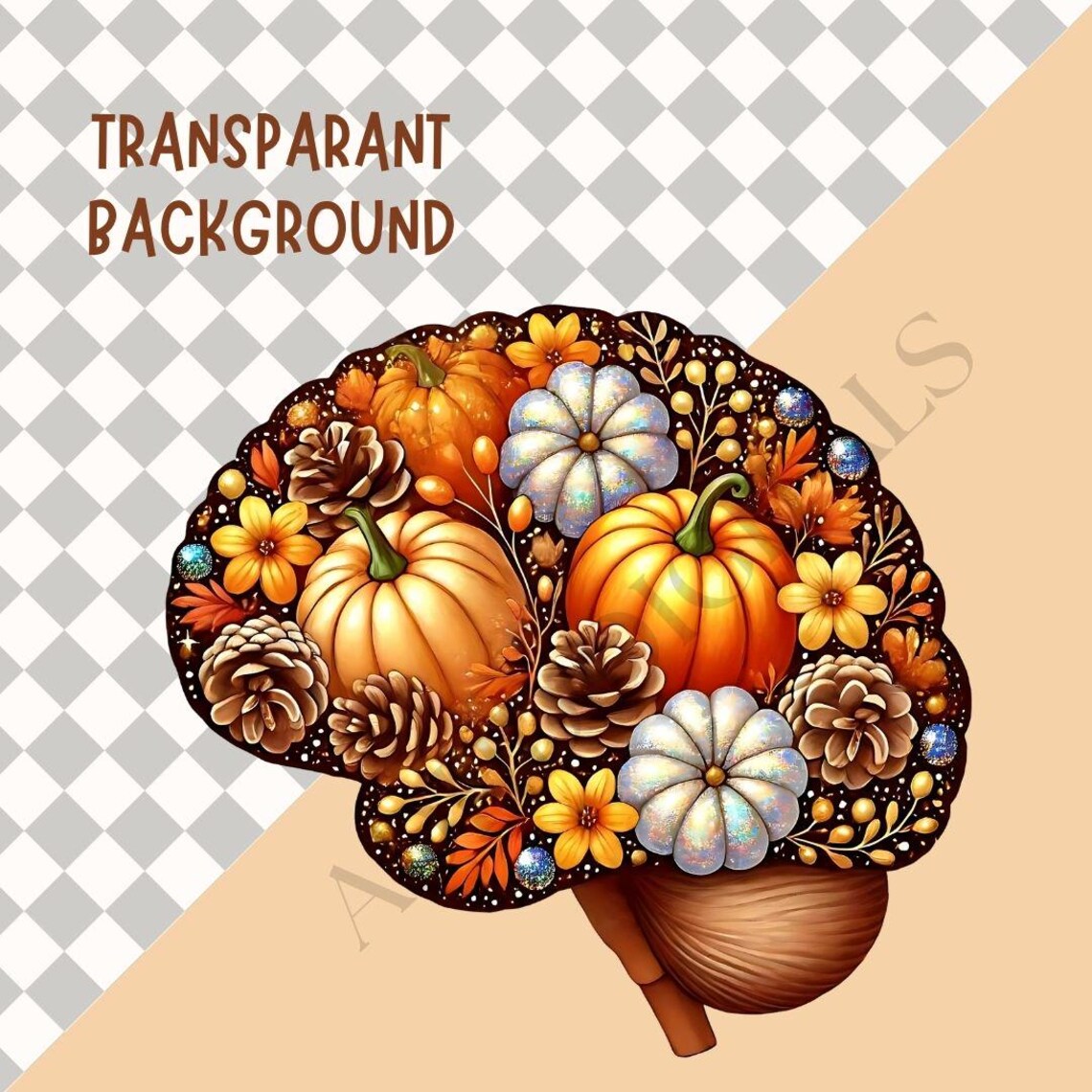 Brain PNG Clipart Bundle, ADHD Awareness Designs, Fall Leaf Mental ...