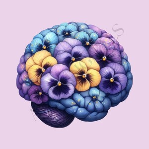Brain PNG Clipart Bundle, ADHD Awareness Designs, Floral Mental Health ...