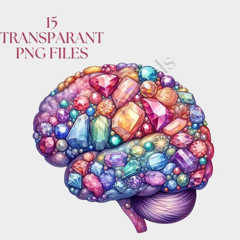 Brain PNG Clipart Bundle, ADHD Awareness Designs, Colorful Mental ...