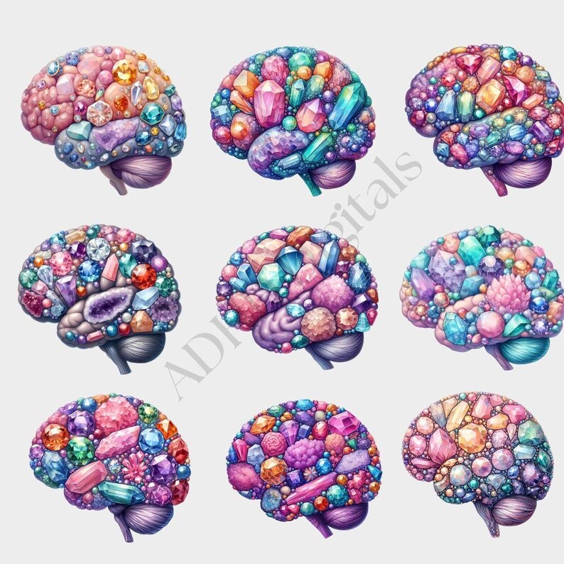Brain PNG Clipart Bundle, ADHD Awareness Designs, Colorful Mental ...