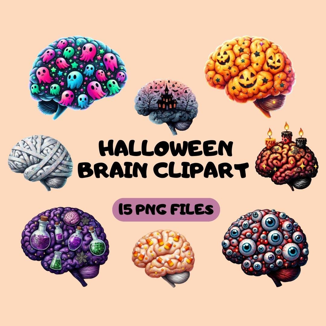 Halloween Brain Art Clipart, Spooky Human Minds PNG, ADHD Planner ...