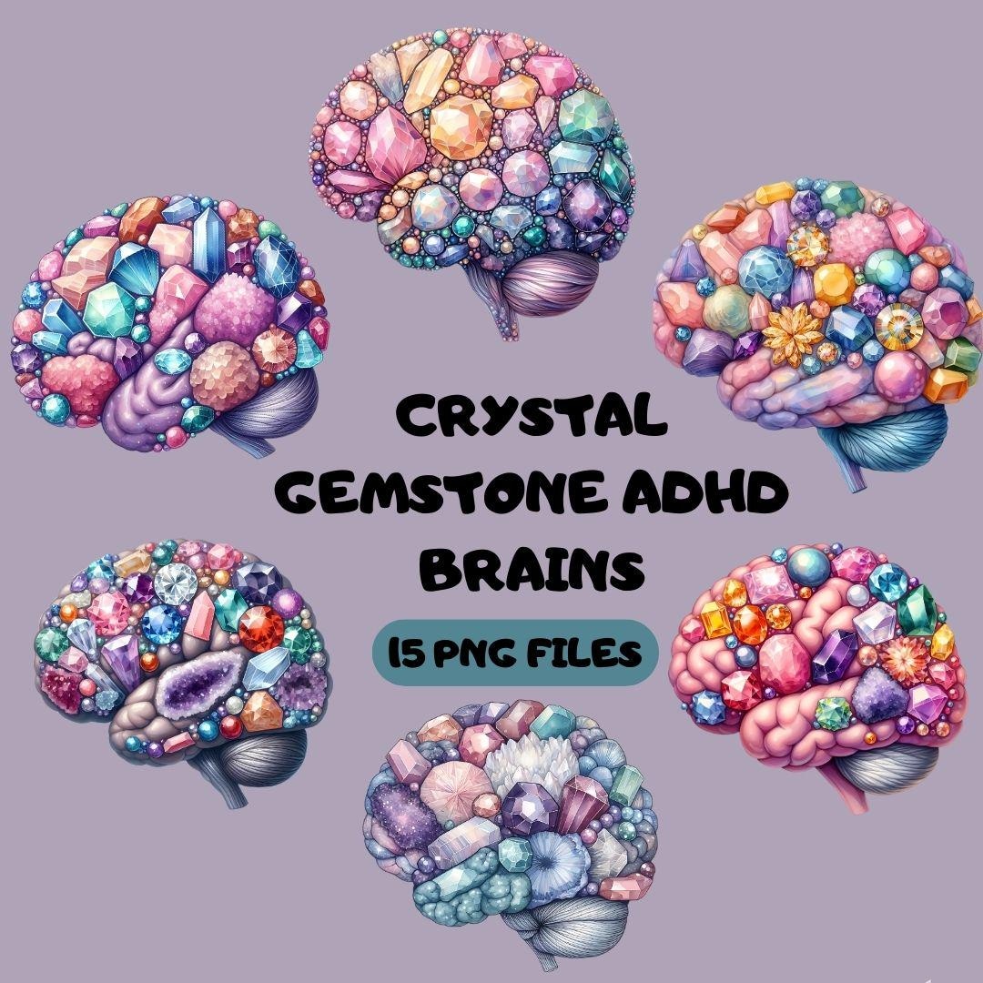 Brain PNG Clipart Bundle, ADHD Awareness Designs, Colorful Mental ...