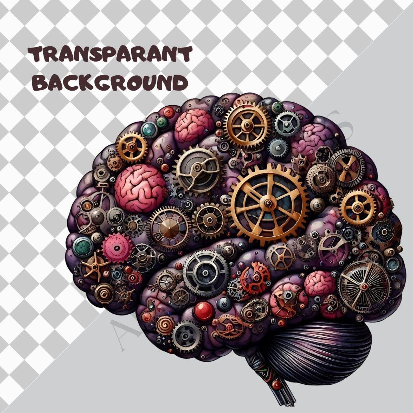 Steampunk Brain Art Clipart, Colorful Human Minds PNG, ADHD Planner ...