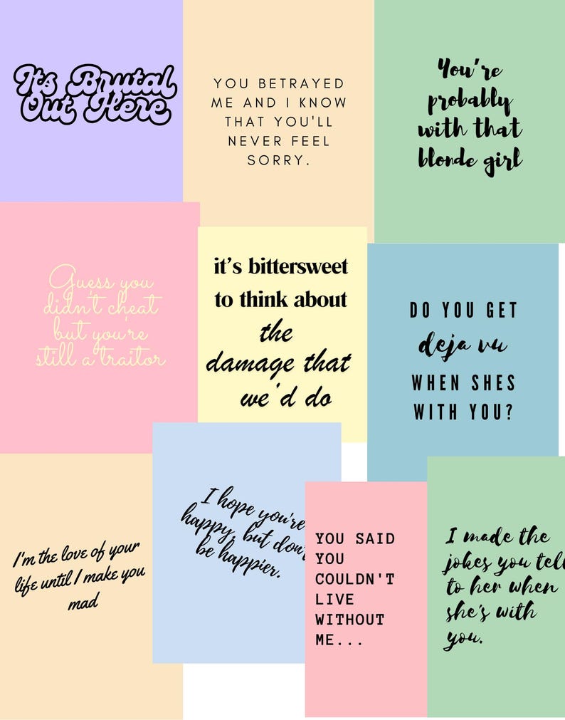 Olivia Rodrigo Sour Affirmation Cards | Lyric Cards | Digital Download ...
