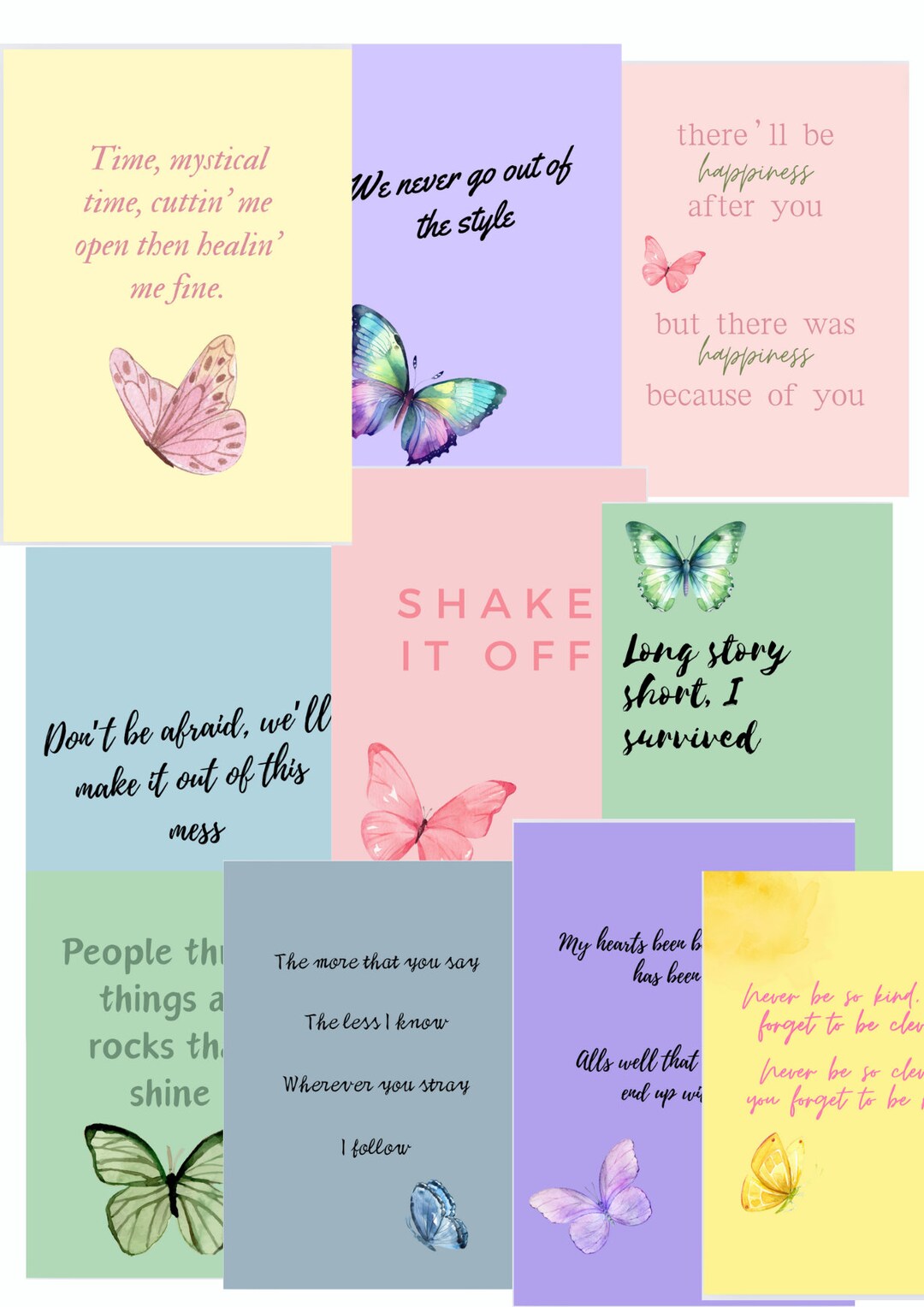 Taylor Swift Affirmation Cards | Lyric Cards | Digital Download ...