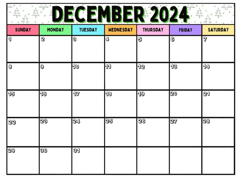 2024 / 2025 Printable Blank Calendar - Etsy UK