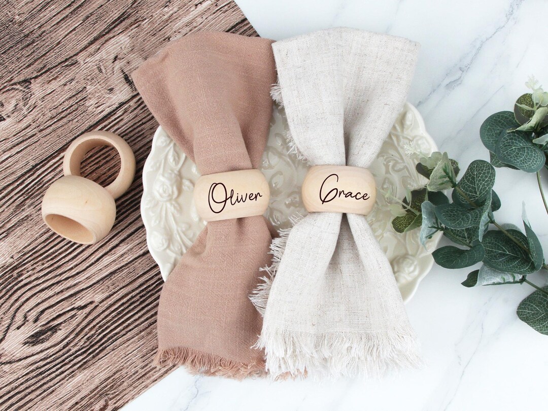 Personalized Napkin Rings, Custom Wooden Napkin Rings, Engraved Name ...